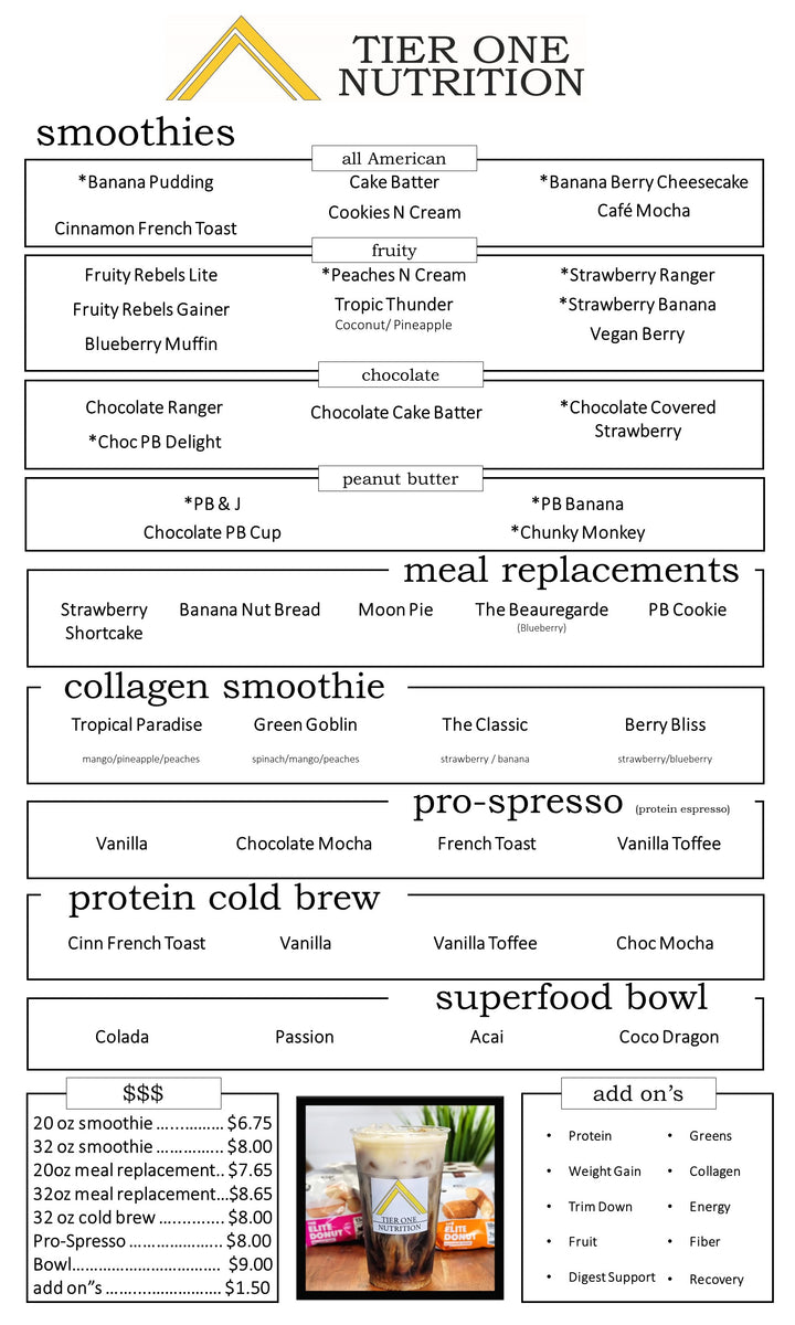 Teas / Smoothies – Tier One Nutrition